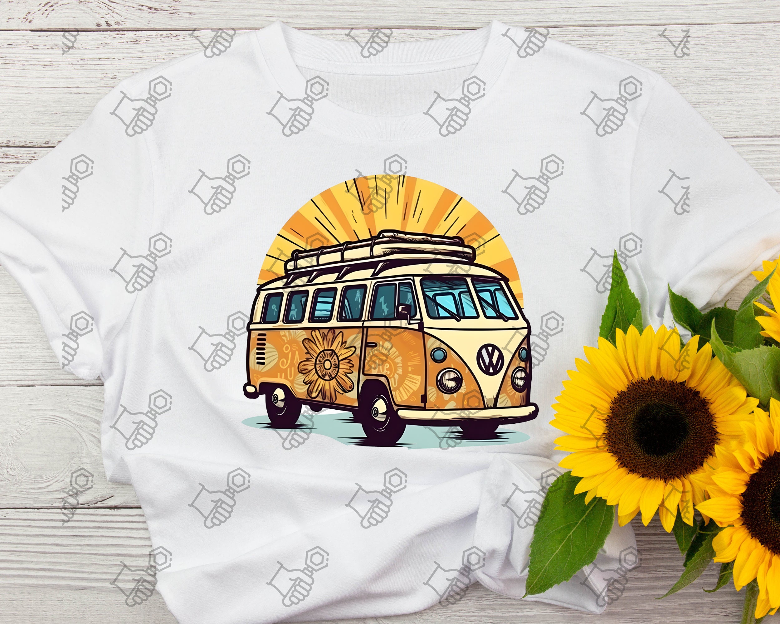 Hippy Van Digital Download, 300 Dpi PNG Format, T-shirt Designs ...