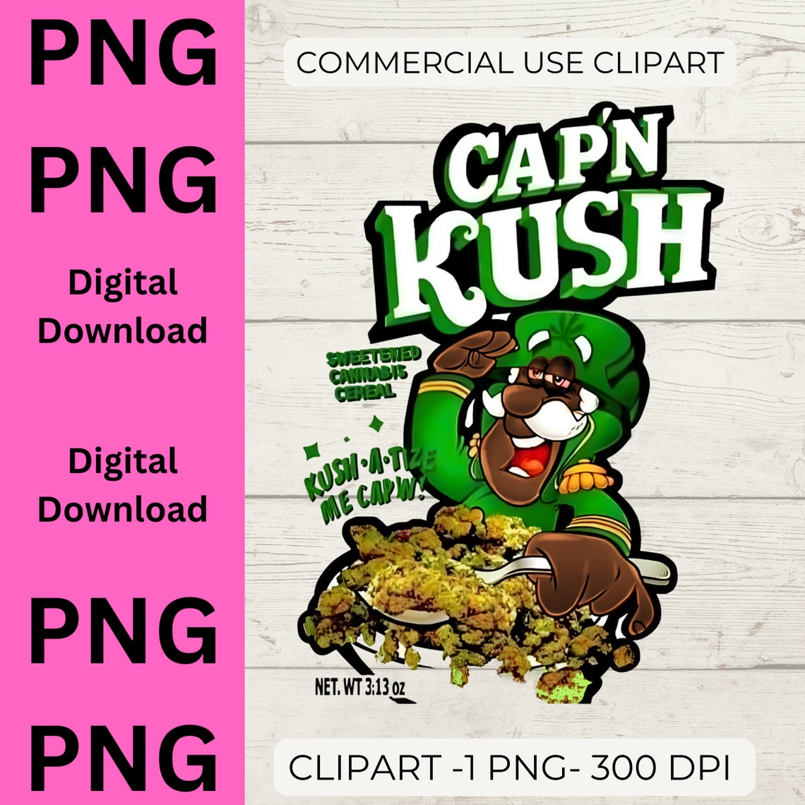 Cap'n Kush 2 Brown Skin PNG, Tshirt Sublimation Design, 300 Dpi PNG, T ...