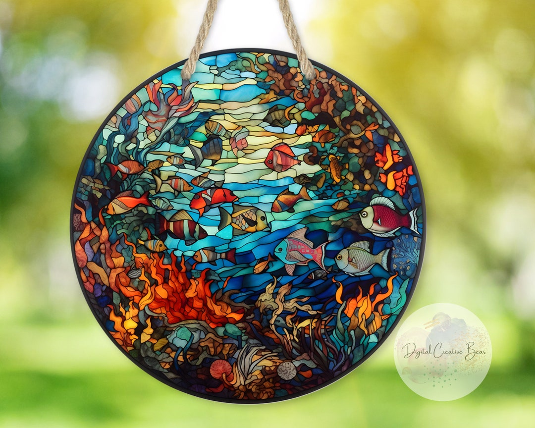 Tropical Fish Stained Glass ~ Sublimation Design, Sublimation PNG ...