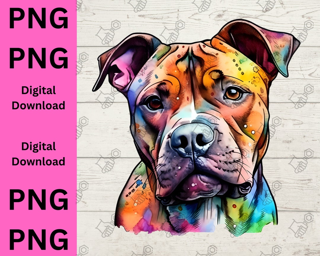 Brindle Pitbull Rainbow PNG, T-shirt Design, Sublimation (digital ...