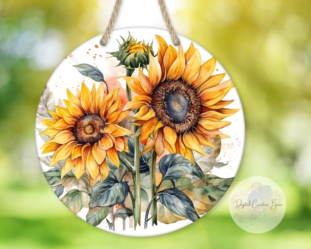 Sunflowers 3 Round Sublimation Design, Sublimation PNG, Digital ...