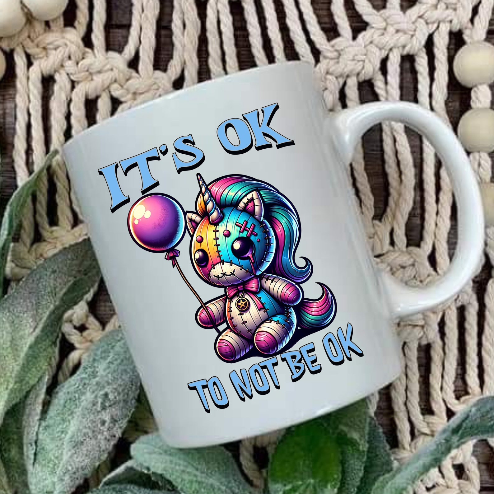 It's Ok to Not Be Ok Stitched up Unicorn PNG Design, Sublimation Design ...