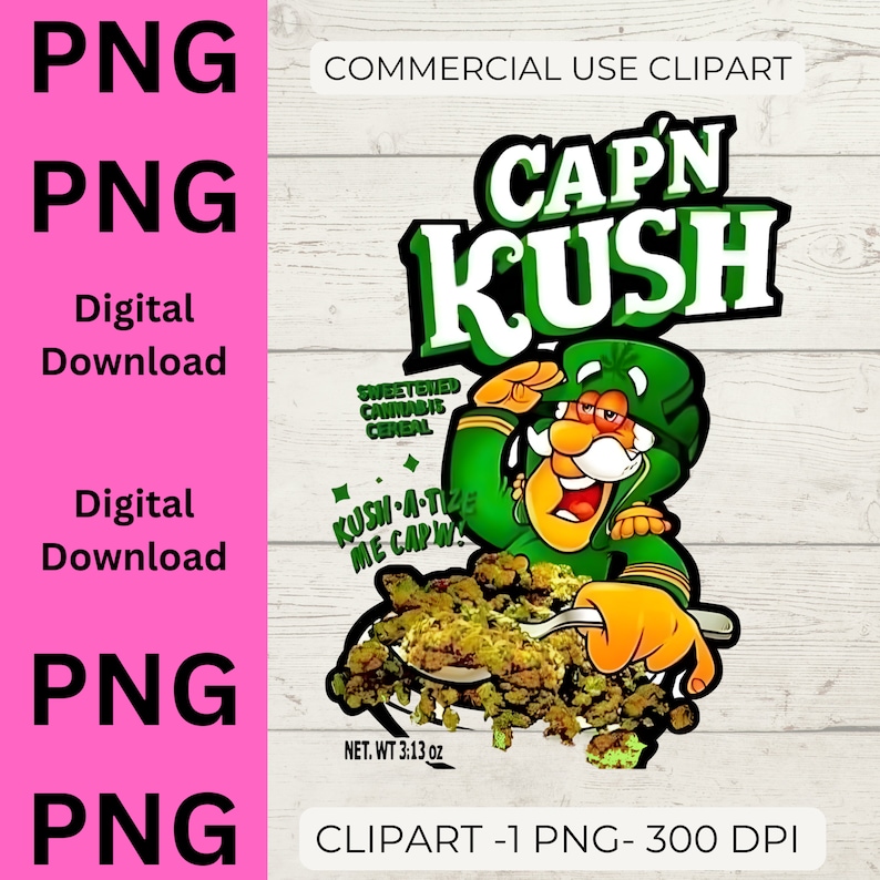 Cap'n Kush PNG, Tshirt Sublimation Design, 300 Dpi PNG, T-shirt Sublimation, Decals, Tumbler Mug ...