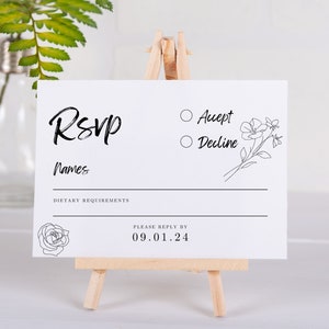 Minimalist RSVP Card Template, Printable and Editable Template, Simple ...