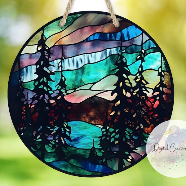 Northern Lights Stained Glass - Etsy
