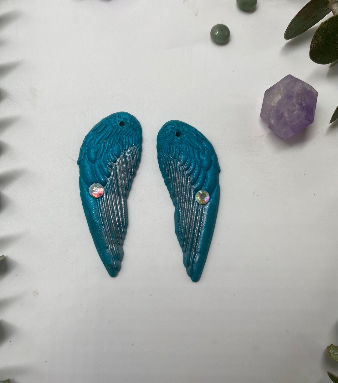 Turquoise Angel Wings, Angel Wing Charms, Polymer Clay Wings, Blue ...