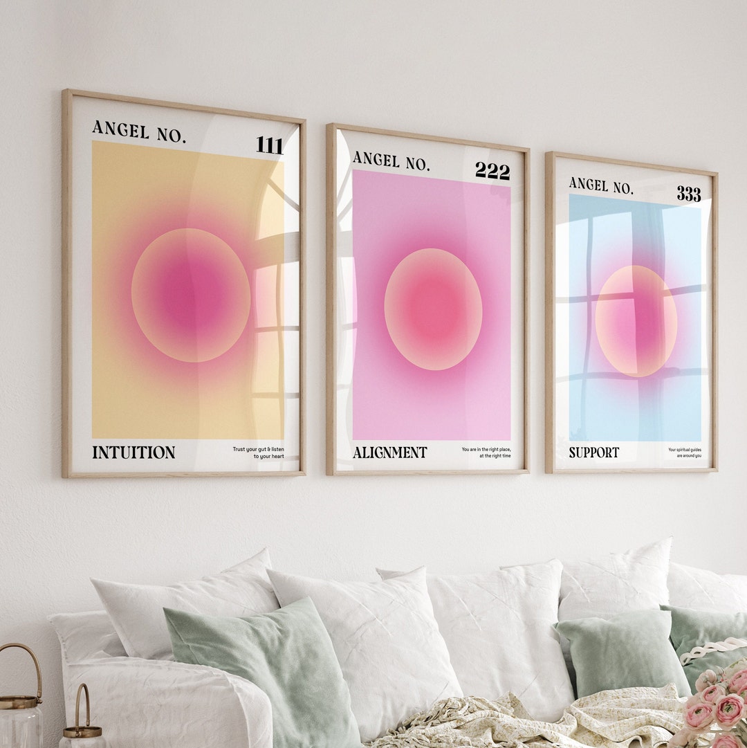 111 222 333 Angel Number Posters | Set of 3 Aura Prints | Spiritual ...