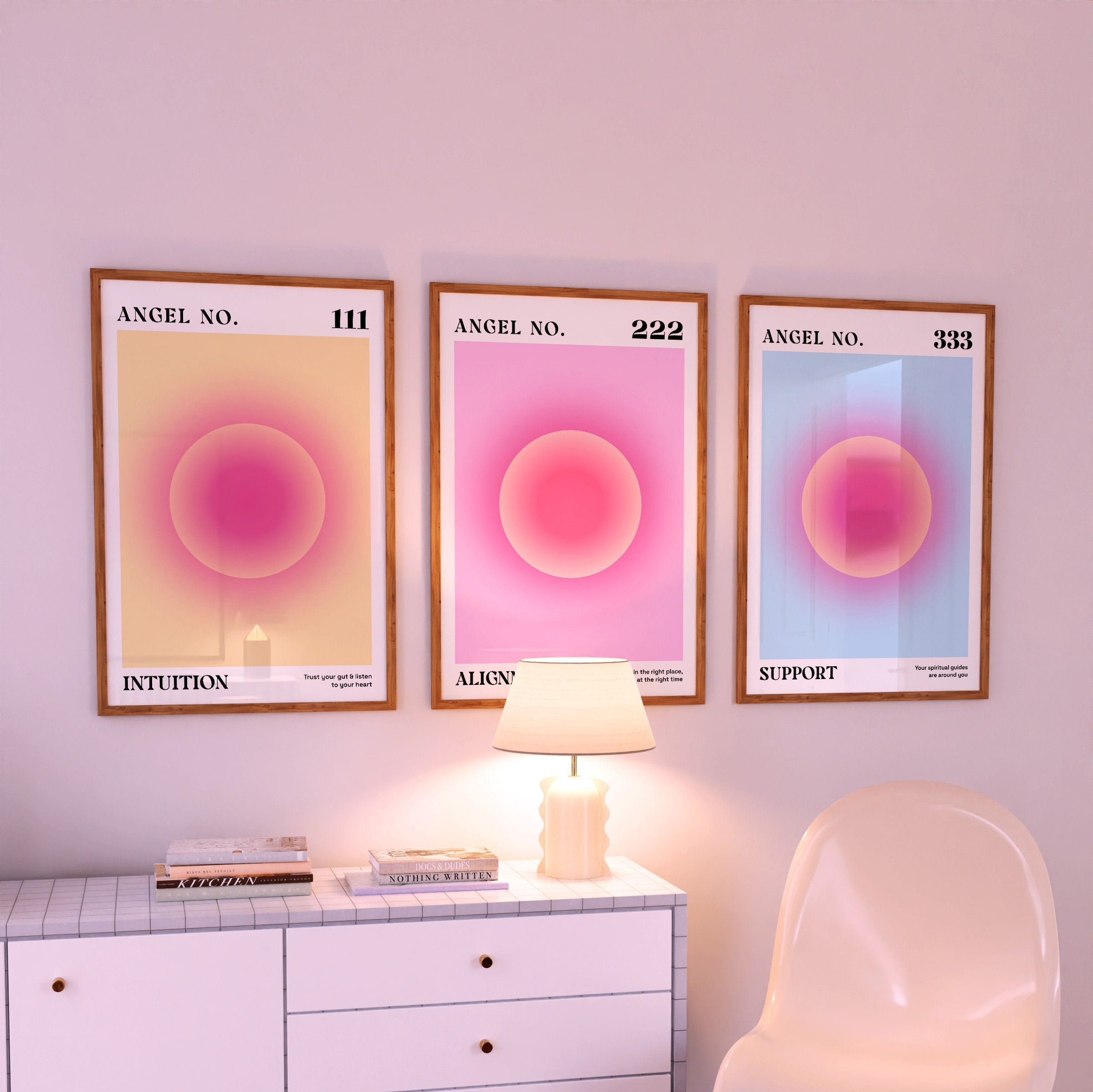 111 222 333 Angel Number Posters Set of 3 Aura Prints Spiritual Wall ...