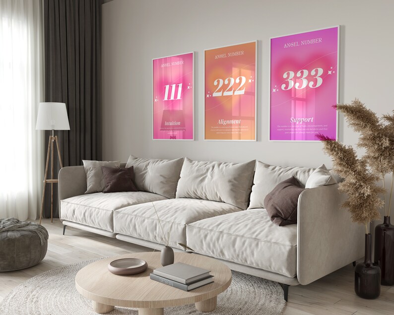 Angel Numbers Aura Poster Printable Set for 111 222 333 - Etsy