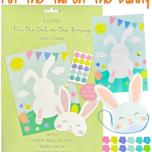 Pin the Tail on the Bunny Easter Game Rabbit Family Game Fun Poster ...