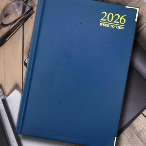 2026 Diary A4 Week to View Padded With Metal Corner PU Leatherette Soft ...