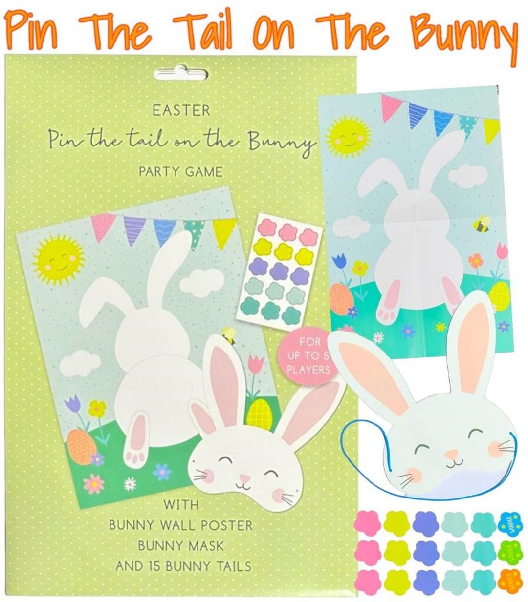 Pin the Tail on the Bunny Easter Game Rabbit Family Game Fun Poster ...