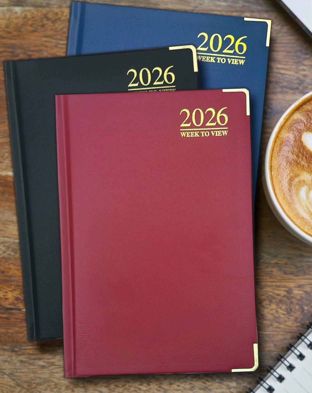 2026 Diary A4 Week to View Padded With Metal Corner PU Leatherette Soft ...