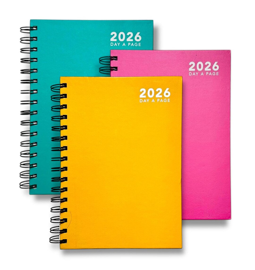 2026 Diary A5 DAY A PAGE Diary Spiral Hardback Full Year Planner Wiro ...
