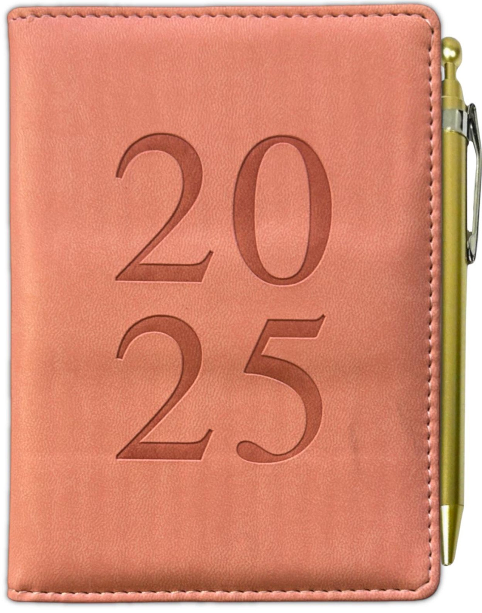 2025 A5 Day A Page Diary Luxury PU Leather Padded Cover Index Full Year ...