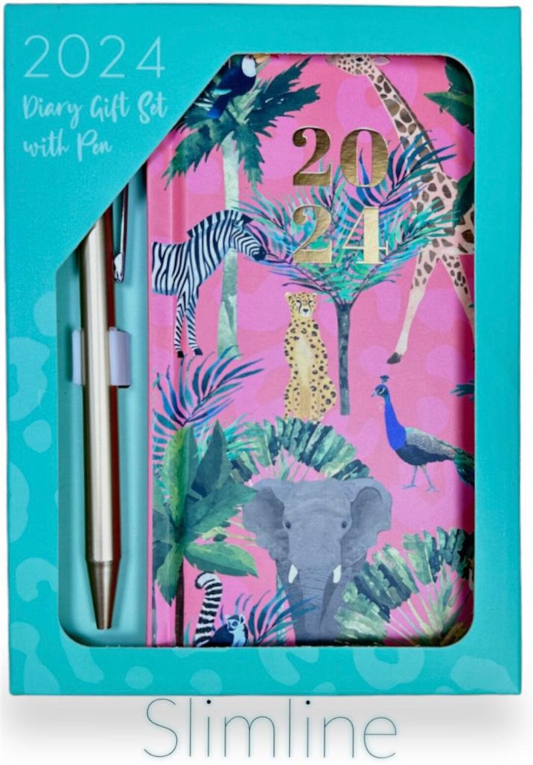 2024 Slim / Slimline Week to View Full Year Padded Hardback Safari ...