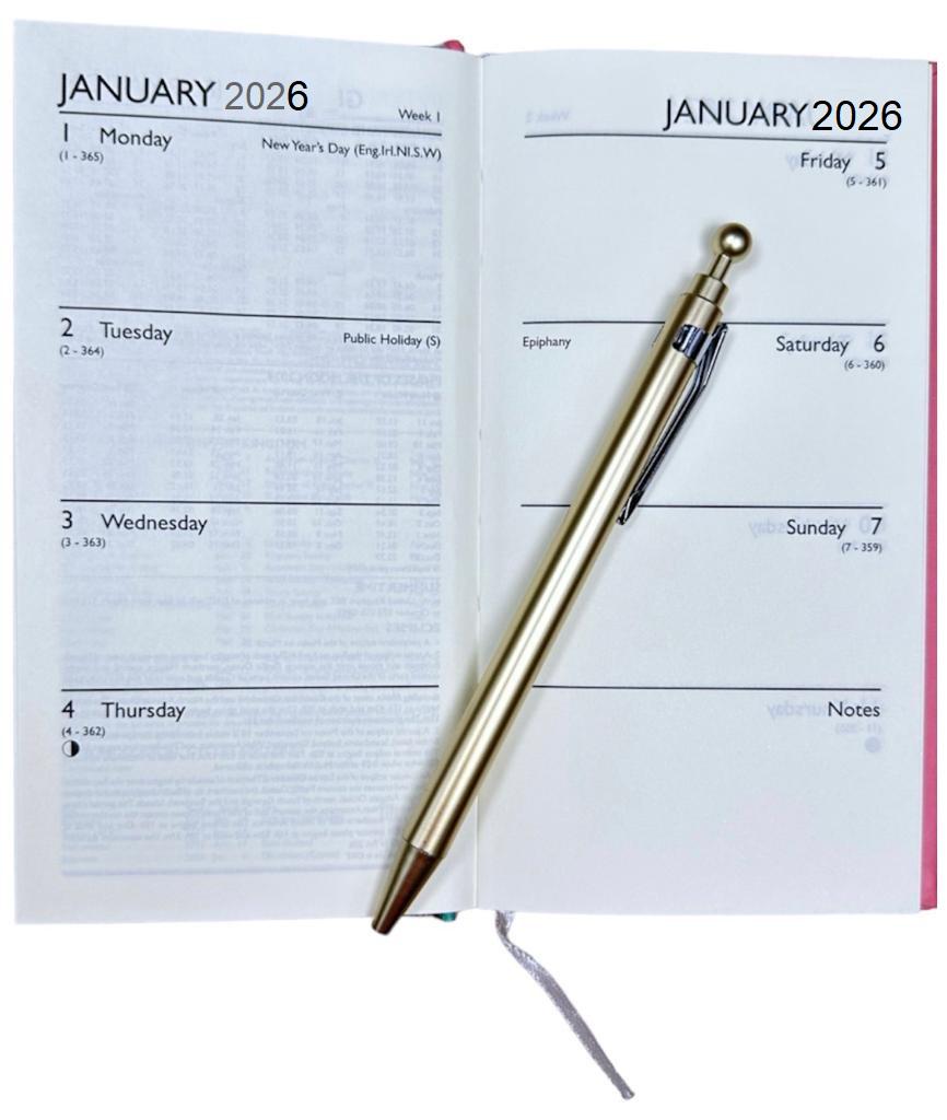 2026 Slim / Slimline Week to View Full Year Padded Hardback Cow / Puppy ...