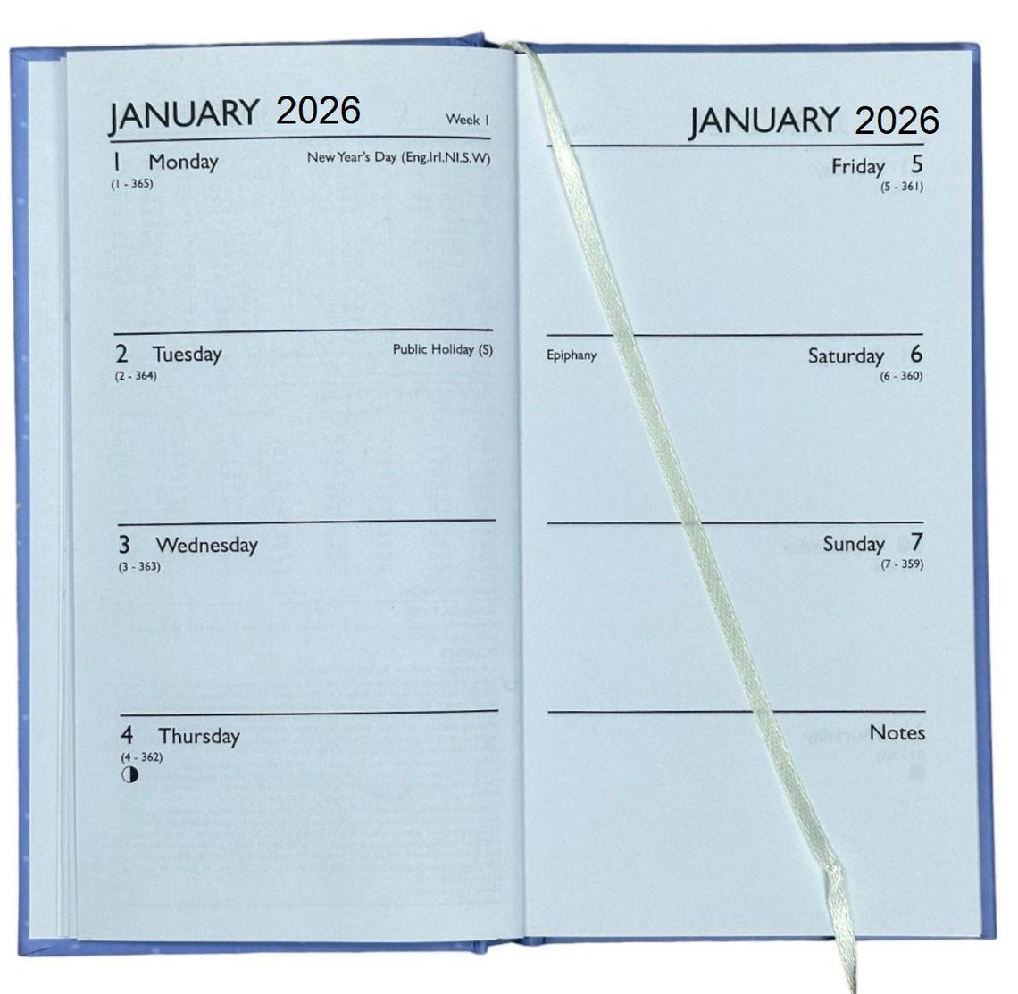2026 Diary Slim / Slimline Week to View Diary PU Leather Full Year ...