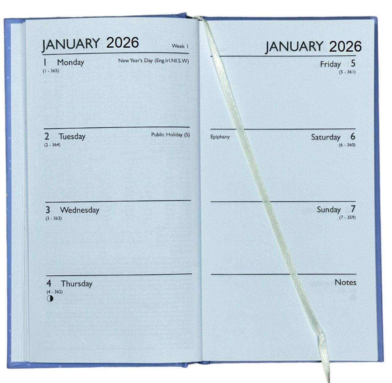 2026 Diary Slim / Slimline Week to View Diary PU Leather Full Year ...