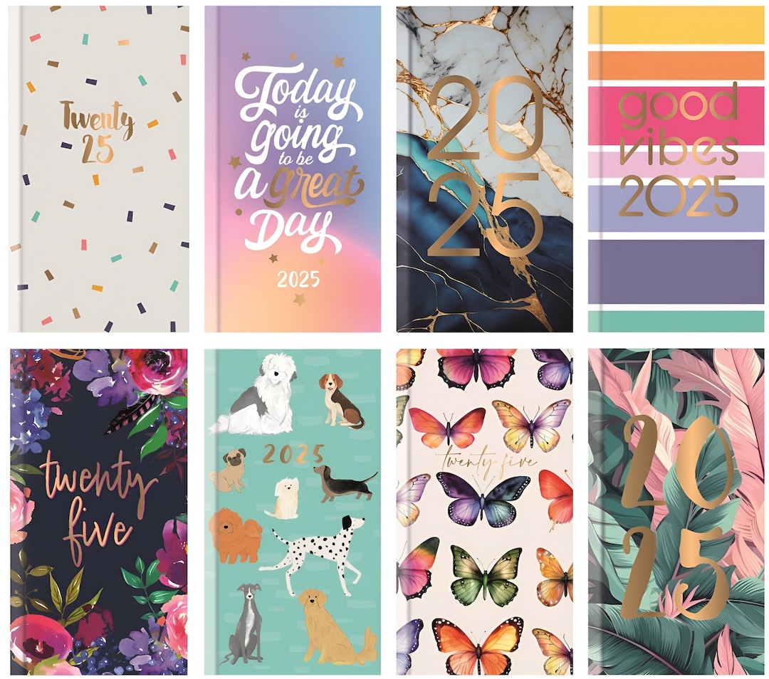 2025 Diary Slim / Small Week to View Diary Hardback Full Year Planner ...