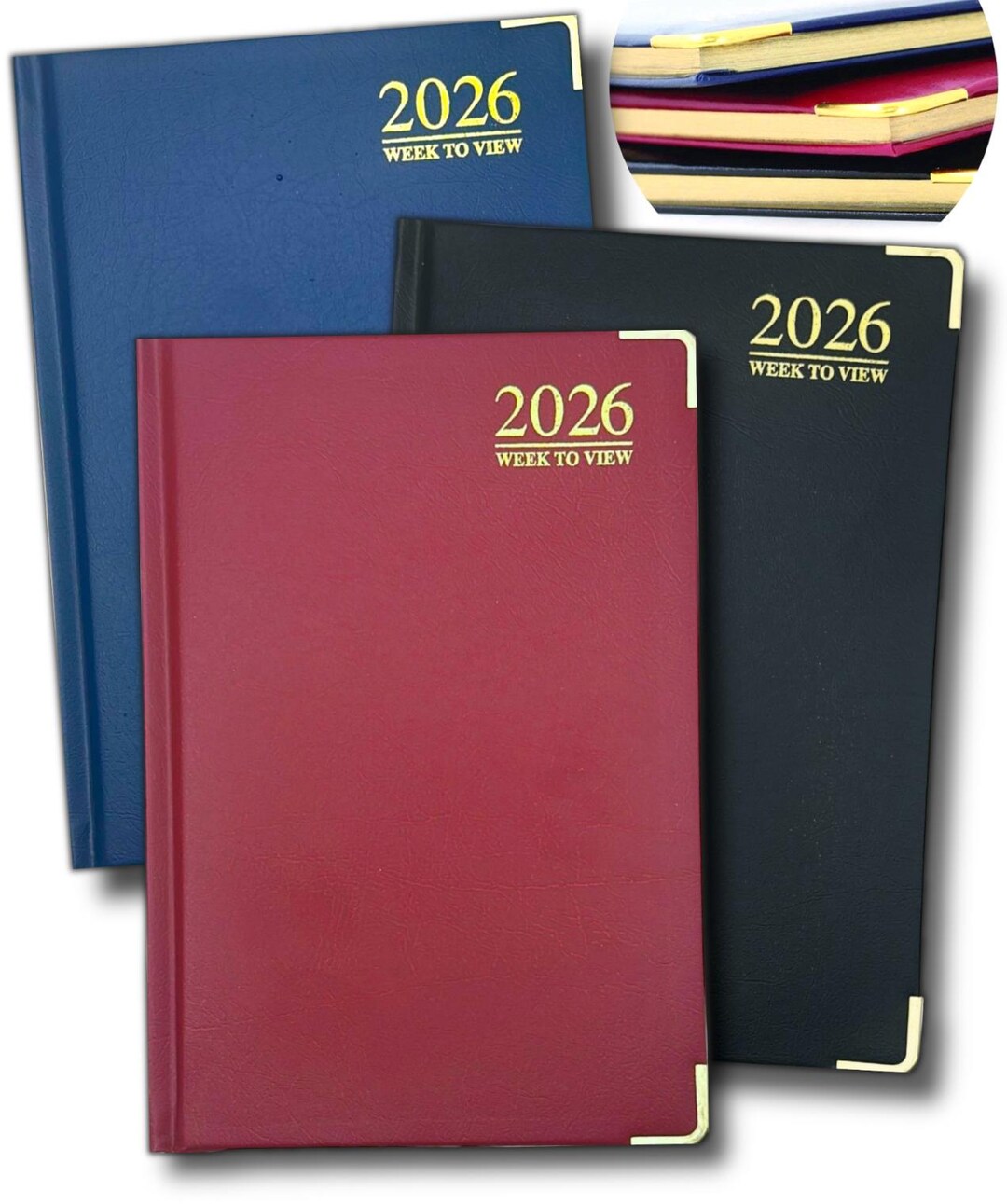 2026 A4 Week to View Diary Padded With Metal Corner PU Leatherette ...