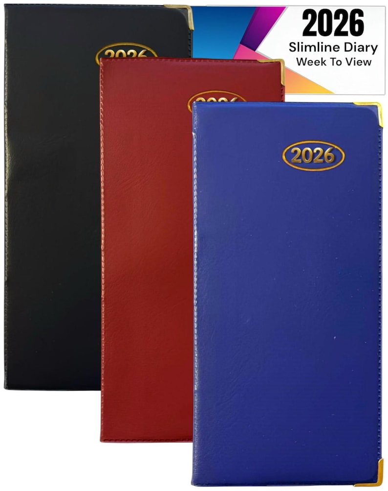 2026 Diary Pocket / Slim Slimline Week to View Small Diary Metal Corner ...