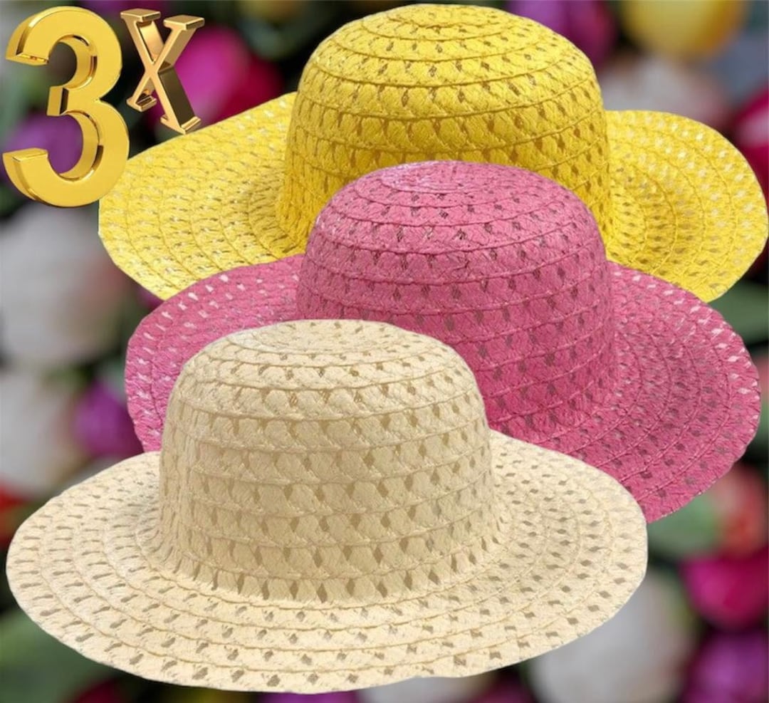 3 Pack- Easter Bonnet Hats Easter Bonnet Decorating Kit Easter Woven ...