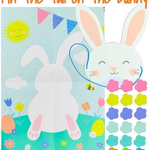 Pin the Tail on the Bunny Easter Game Rabbit Family Game Fun Poster ...