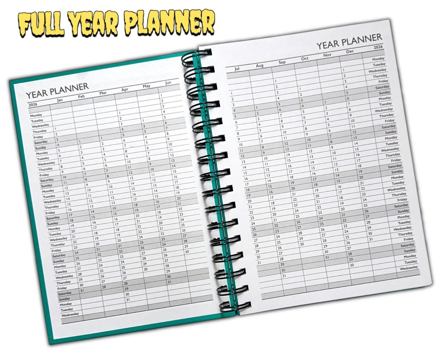 2026 Diary A5 DAY A PAGE Diary Spiral Hardback Full Year Planner Wiro ...