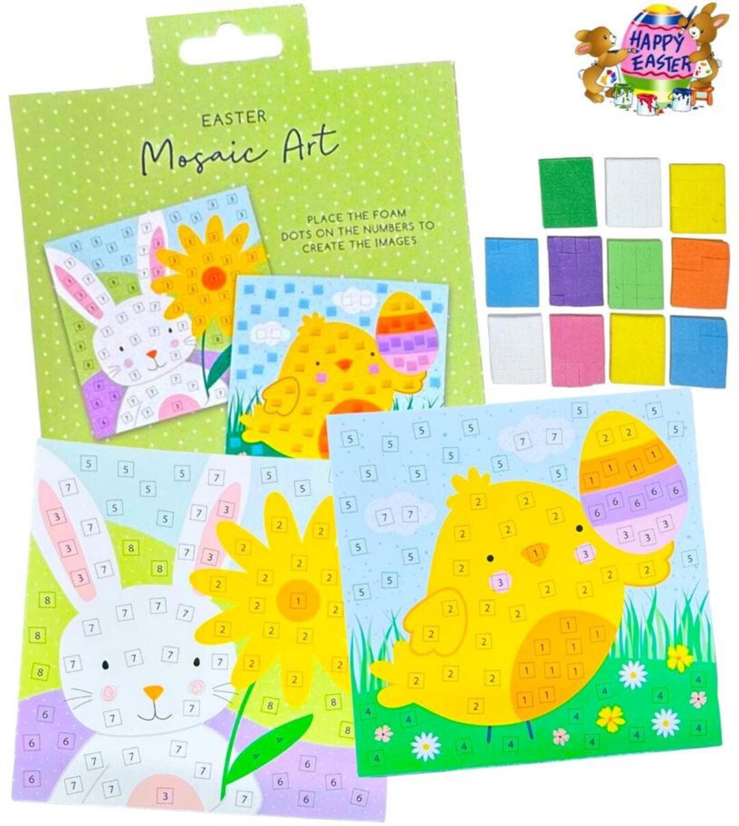 Decorate Your Own 2 Easter Mosaics Easter Mosaic Art Bunny Chick Craft ...