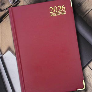 2026 Diary A4 Week to View Padded With Metal Corner PU Leatherette Soft ...