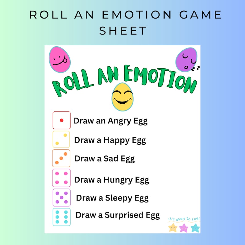 Fun Interactive Activity, Roll-an-emotion Dice Game for Kids, 6 ...