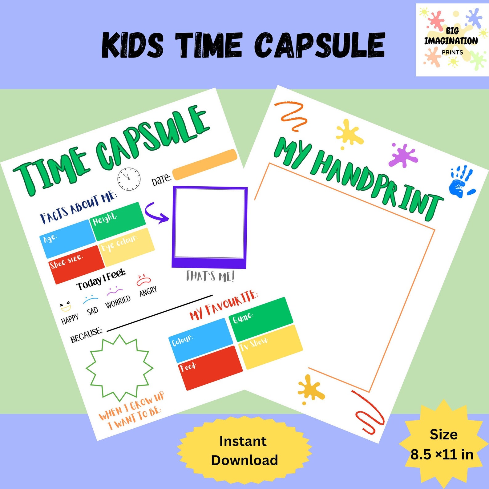 Time Capsule Printable for Kids, Customizable Memory Keeper With ...