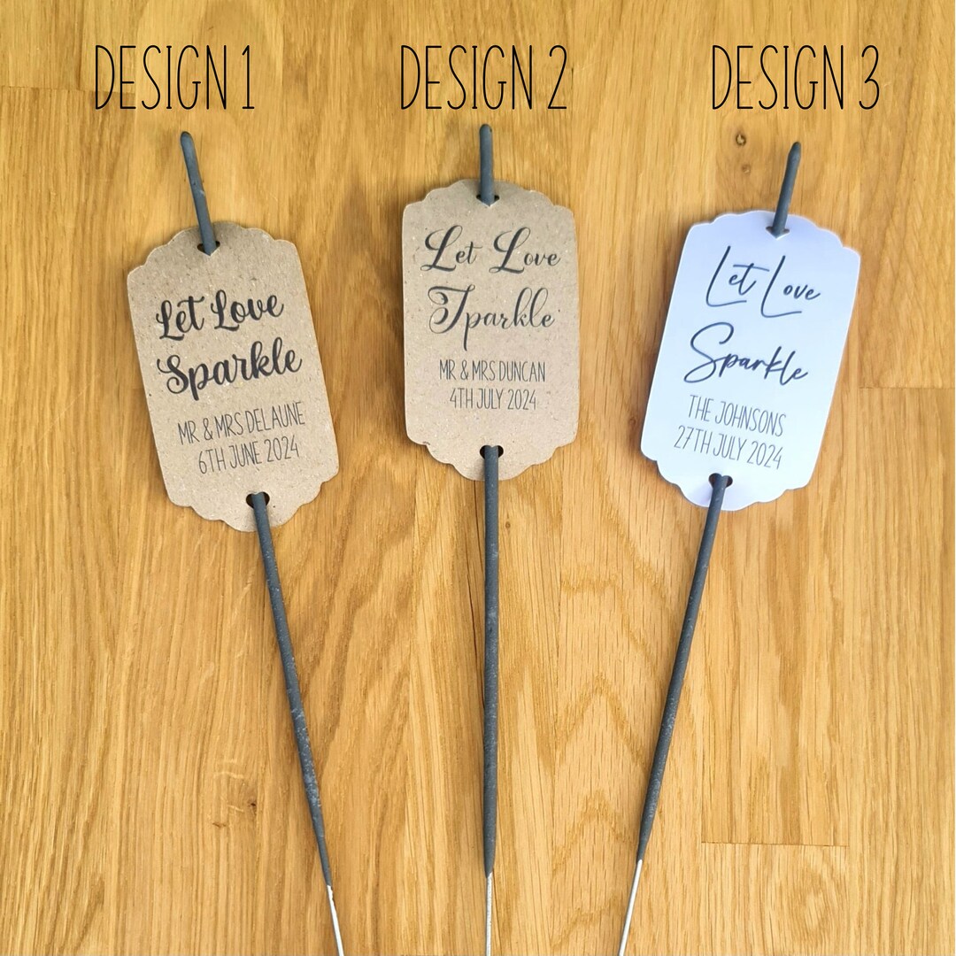 Personalized Wedding Sparkler Tags – Names & Date - Etsy UK