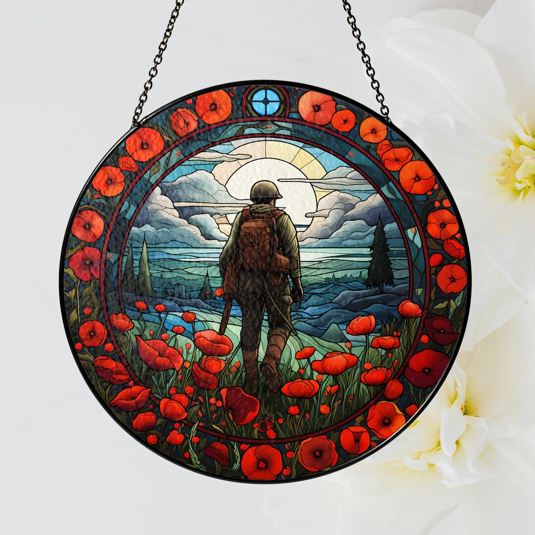 Remembrance Day Stained Glass Suncatcher, Lest We Forget Window Hanging ...