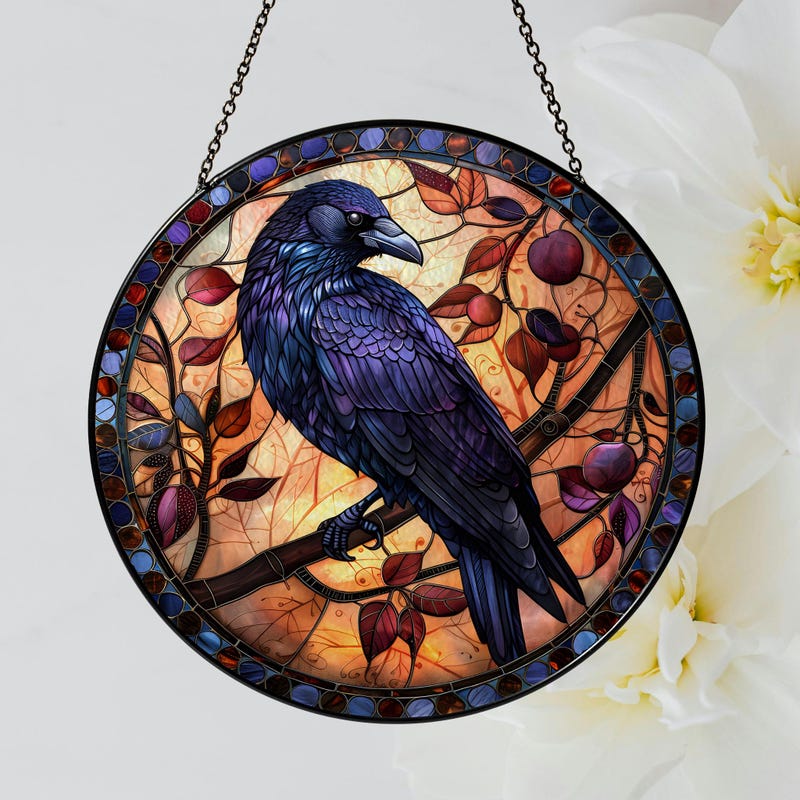 Stained Glass Raven - Etsy