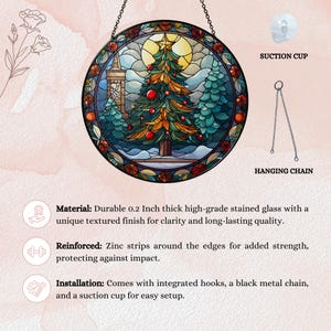 Christmas Tree Stained Glass Suncatcher, Holiday Tree Ornament ...
