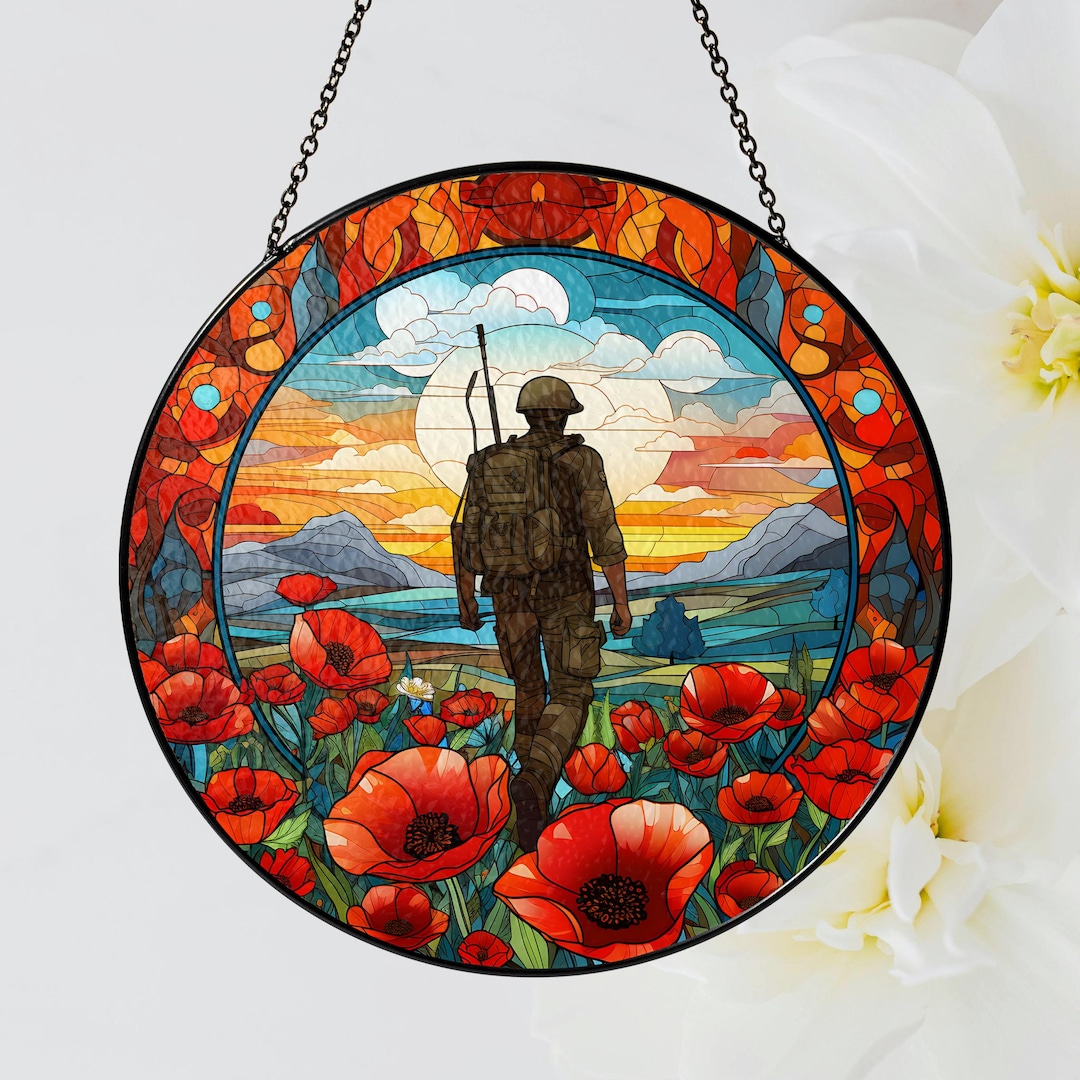 Remembrance Day Stained Glass Suncatcher, Lest We Forget Memorial ...