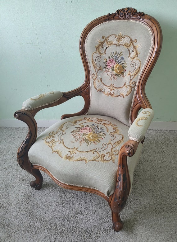 Antique Victorian Open Arm Chair Etsy