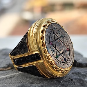 Gold Plated Seal of Solomon Silver Ring, King Solomon Silver Ring ...
