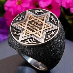 925 Sterling Silver Seal of King Solomon Ring, Secret of Solomon Ring ...