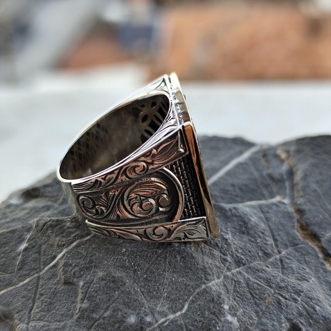 Engraved Seal of Solomon Silver Ring, Handmade Star of David Silver ...