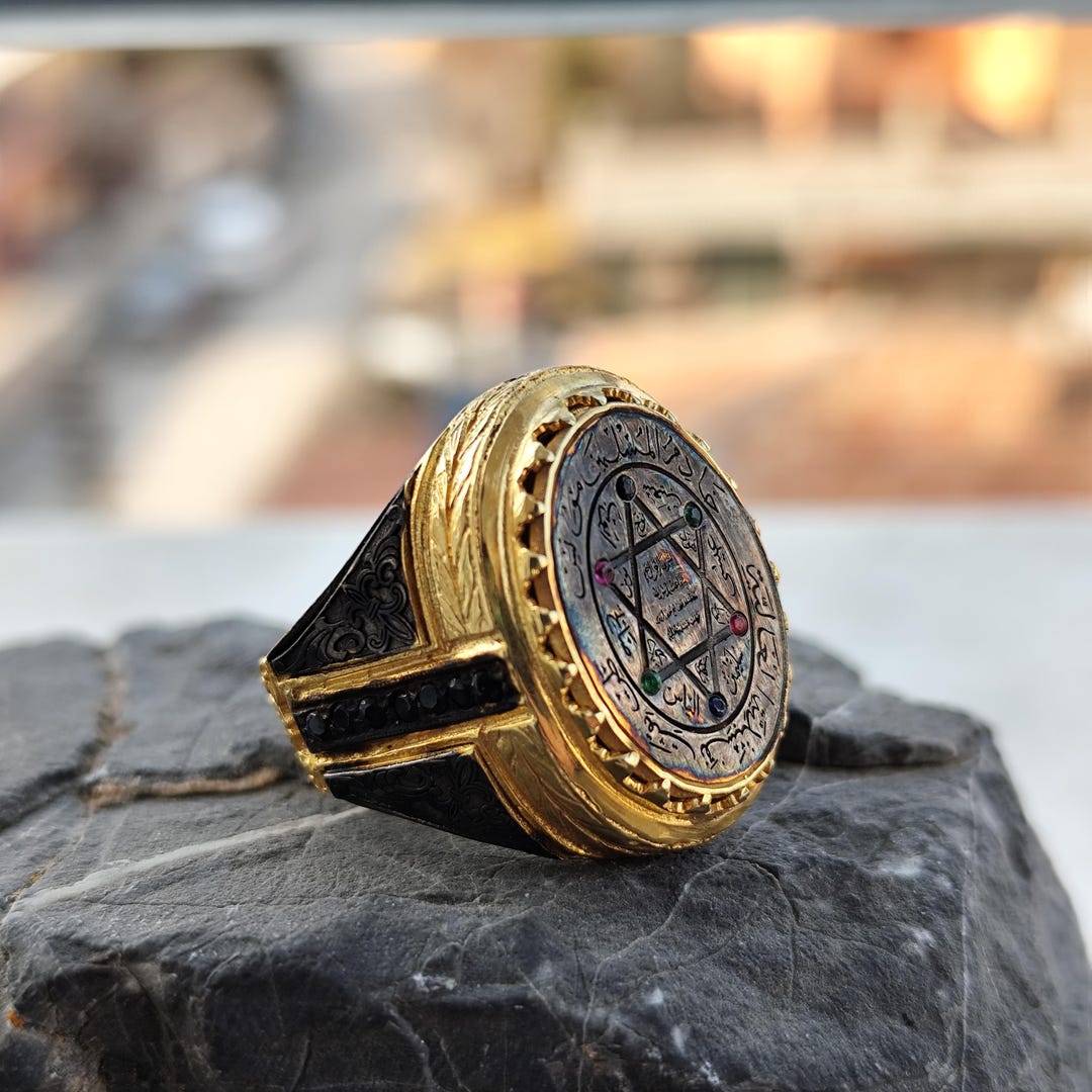 Gold Plated Seal of Solomon Silver Ring, King Solomon Silver Ring ...