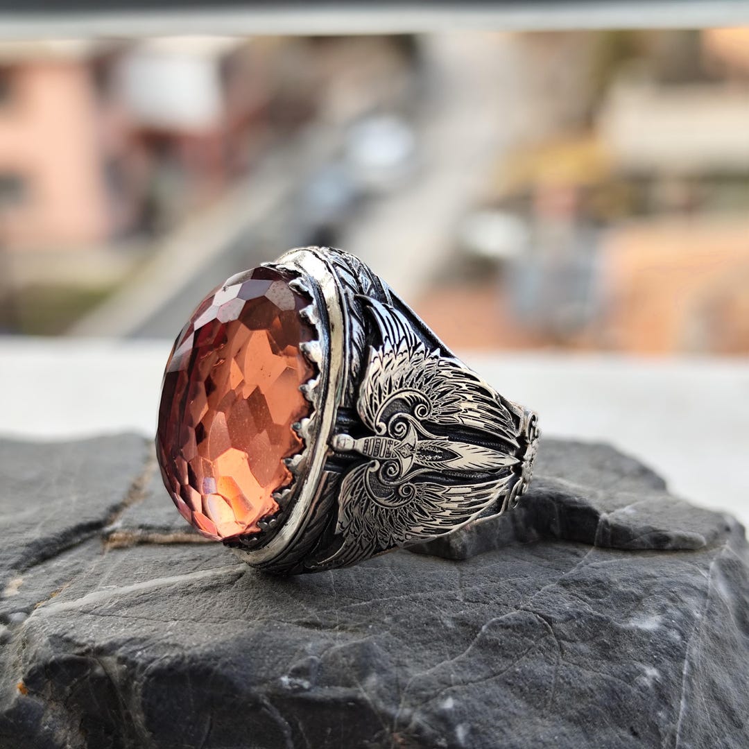 Zultanite Reversible Men Ring, Rare Gemstone Ring, Silver Eagle and ...