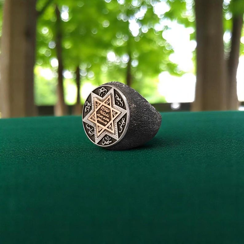 925 Sterling Silver Seal of King Solomon Ring, Secret of Solomon Ring ...