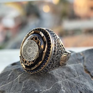 Surah Al-inshirah Ring, Islamic Silver Ring for Men, Islamic Amber Ring ...