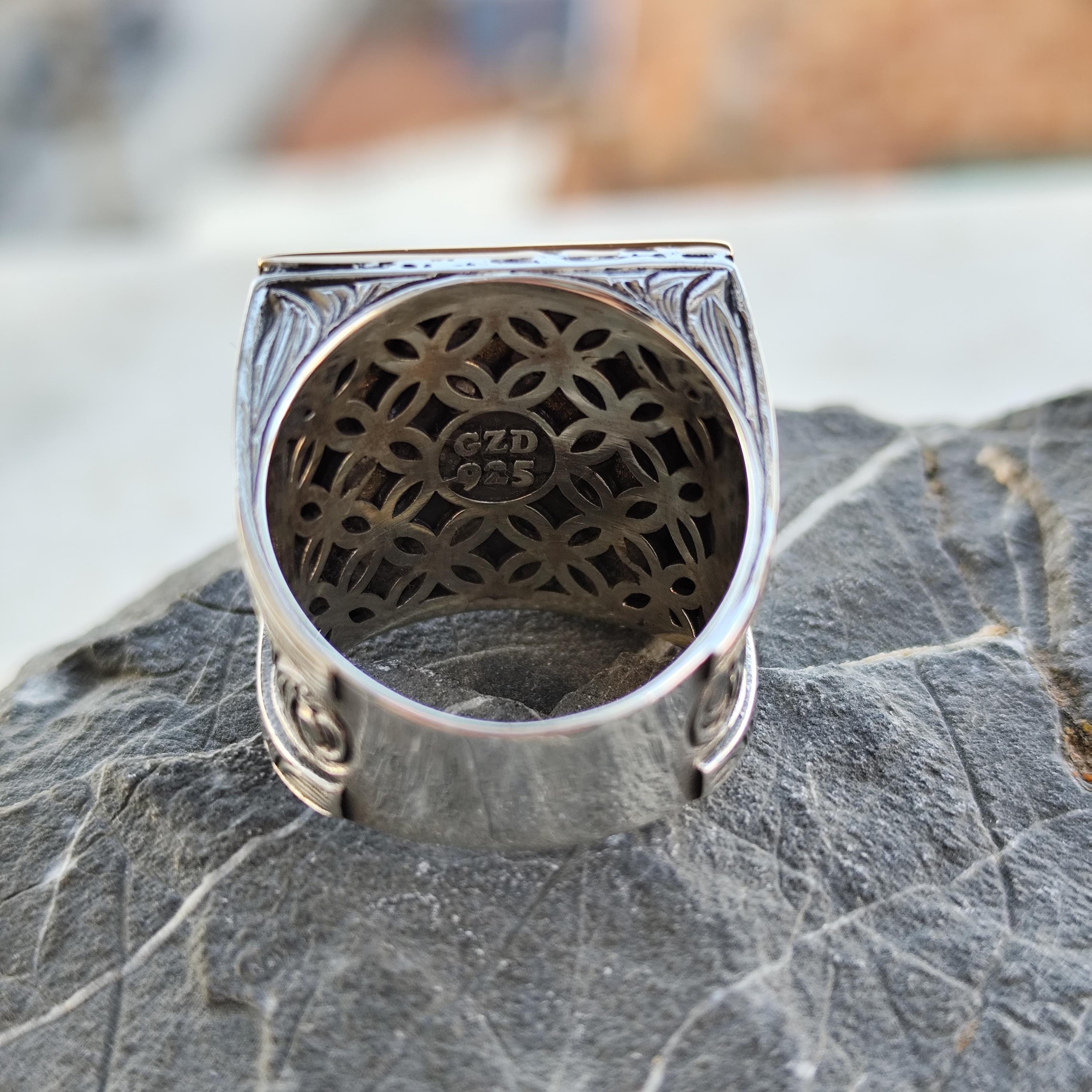 Engraved Seal of Solomon Silver Ring, Handmade Star of David Silver ...