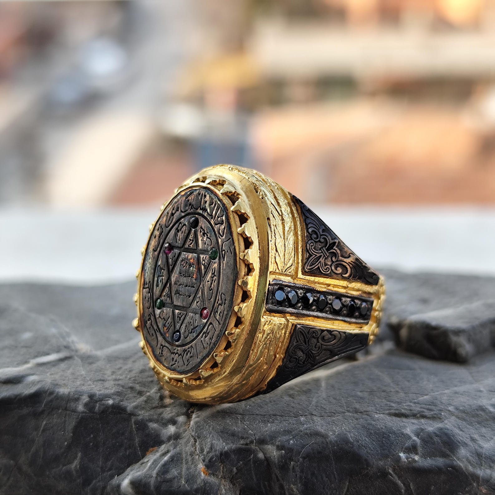 Gold Plated Seal of Solomon Silver Ring, King Solomon Silver Ring ...