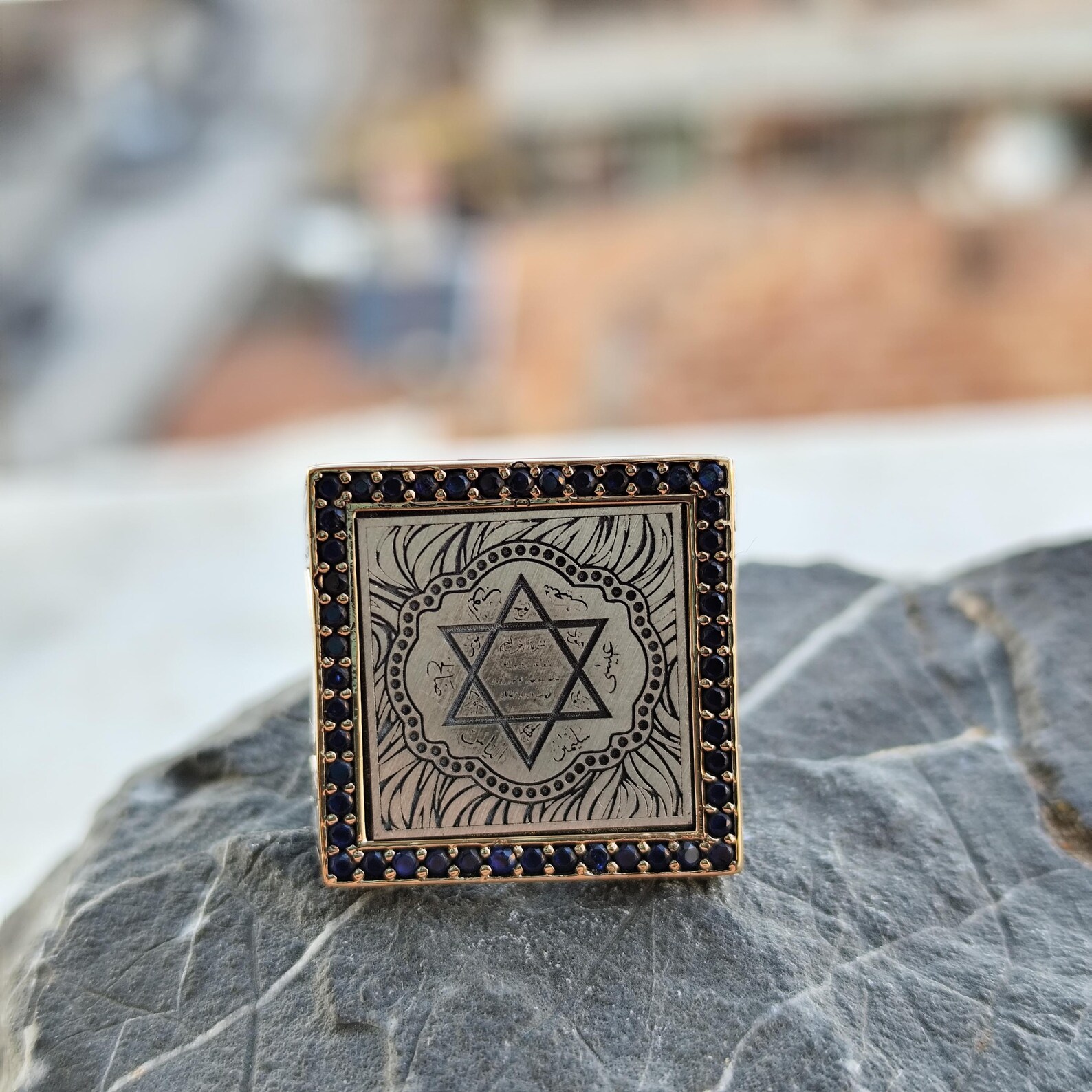 Engraved Seal of Solomon Silver Ring, Handmade Star of David Silver ...