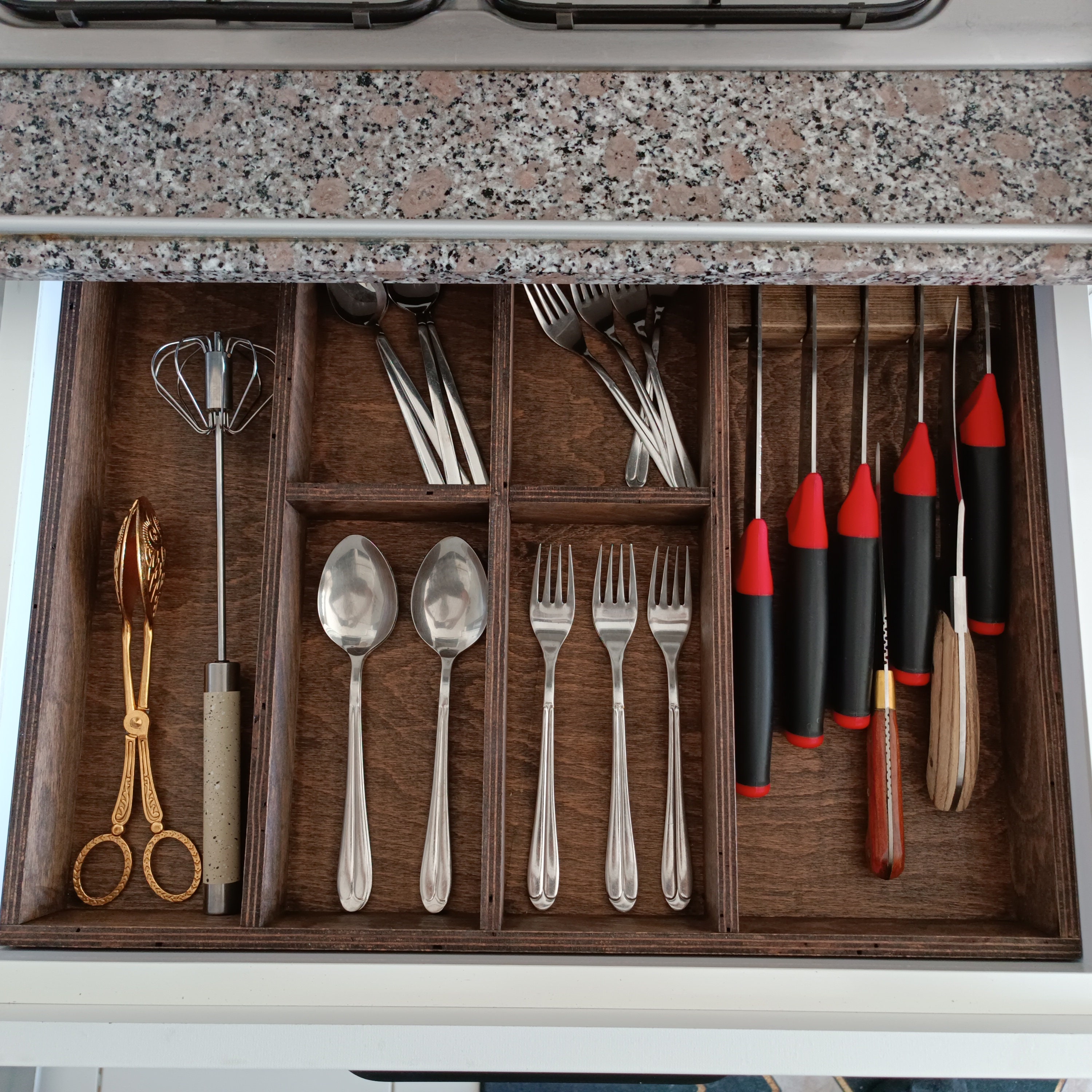 Custom Silverware Drawer Organizer, Wooden Drawer Organization, Knife ...